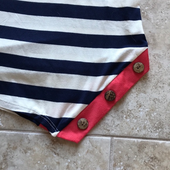 Tops | Navy And Rose Striped Raglan Top | Poshmark
